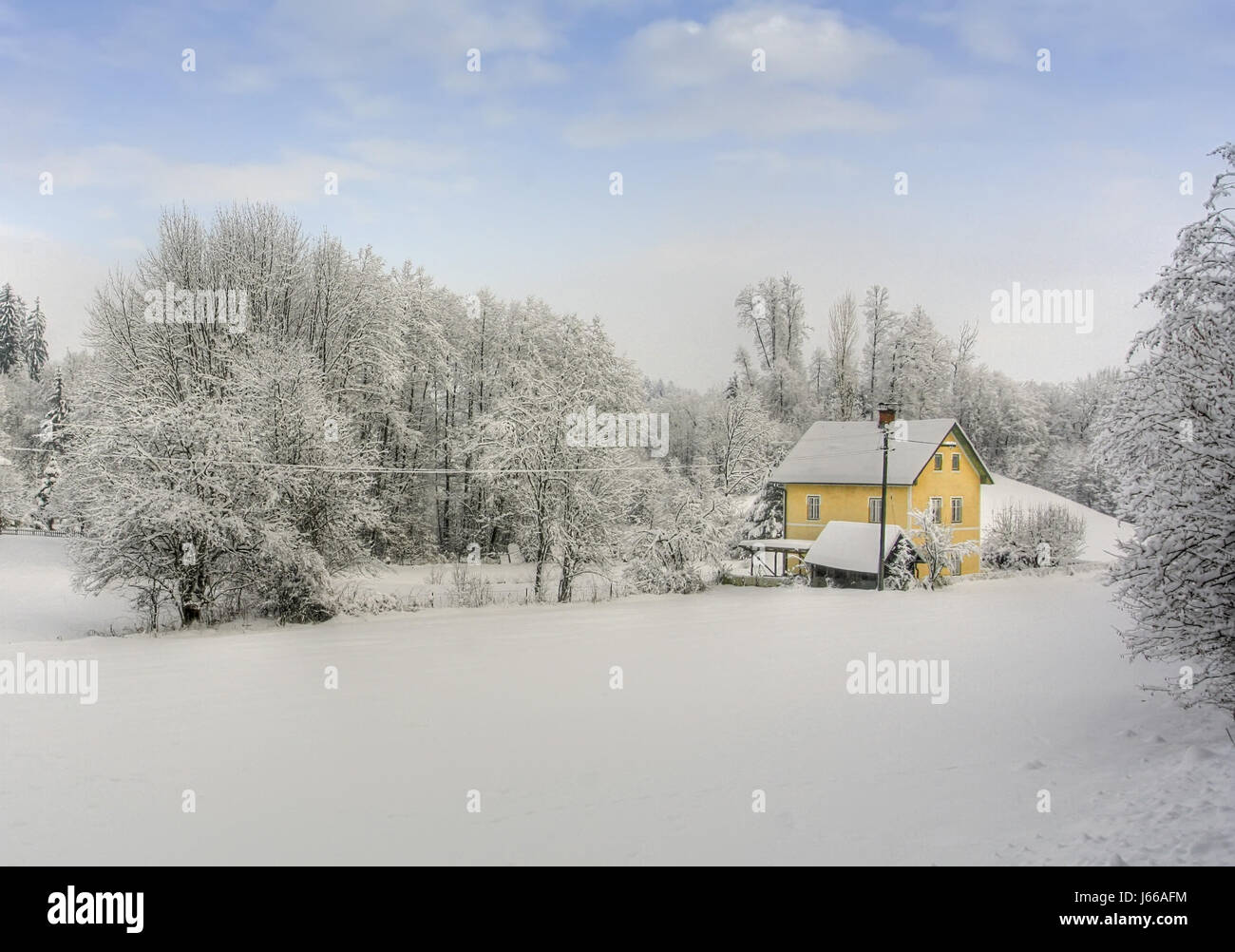 house building winter cold frost heating heat snow house building tree ...