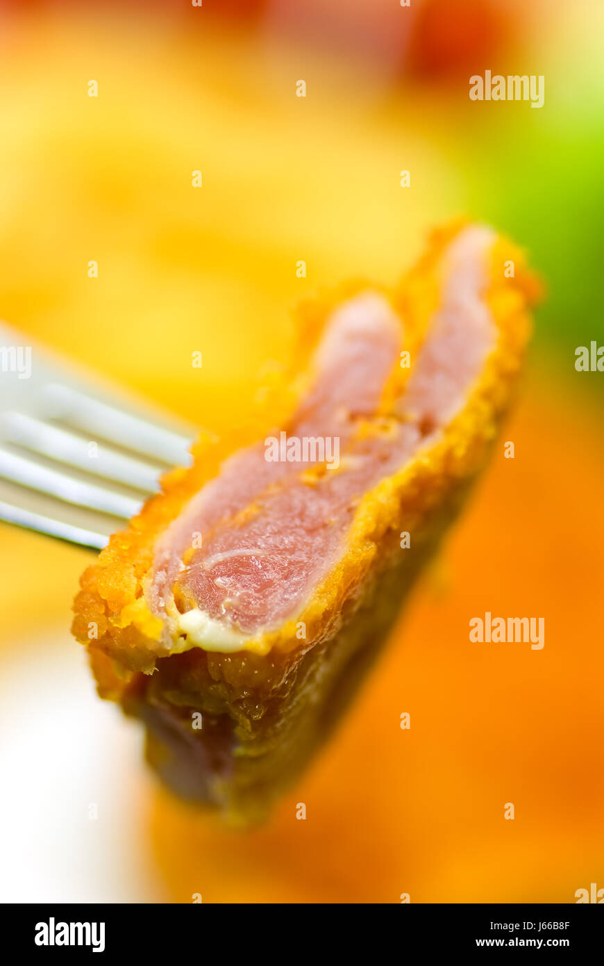 breaded cordon blue cutlet with gem Stock Photo - Alamy