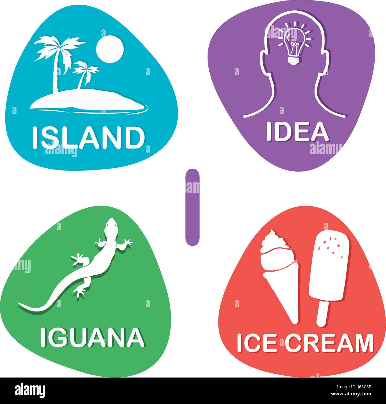 Cute alphabet in vector. I letter for Island, Idea, Iguana and Ice ...