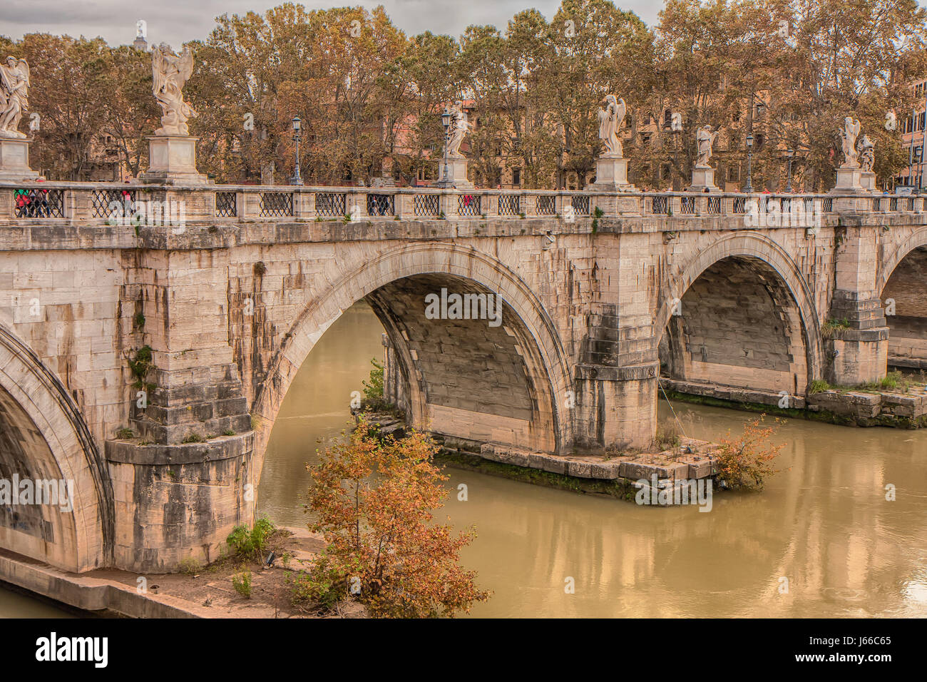 Rome, Italy - November 11, 2014: A monument bridge of the ancient Rome ...