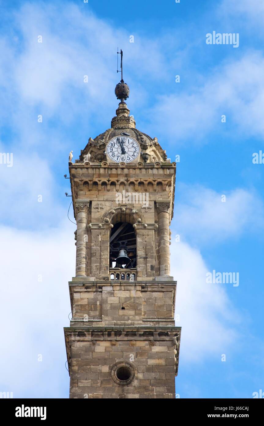 tower church clock spain bell tower temple art stone bird statue window ...