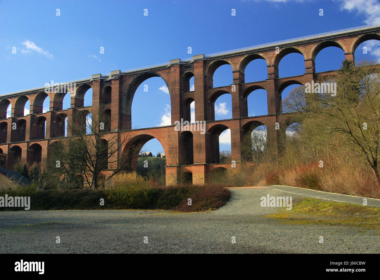 bridge saxony viaduct railway locomotive train engine rolling stock ...