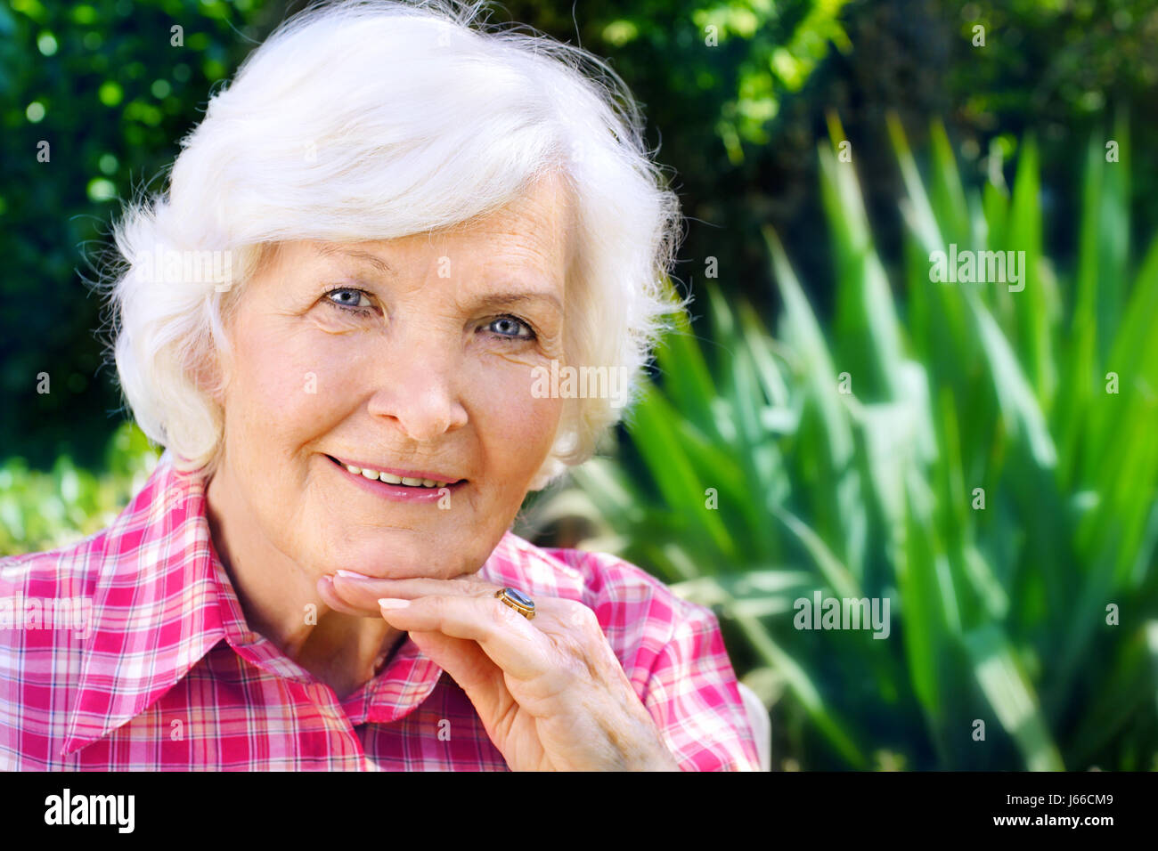 senior front garden background Stock Photo - Alamy