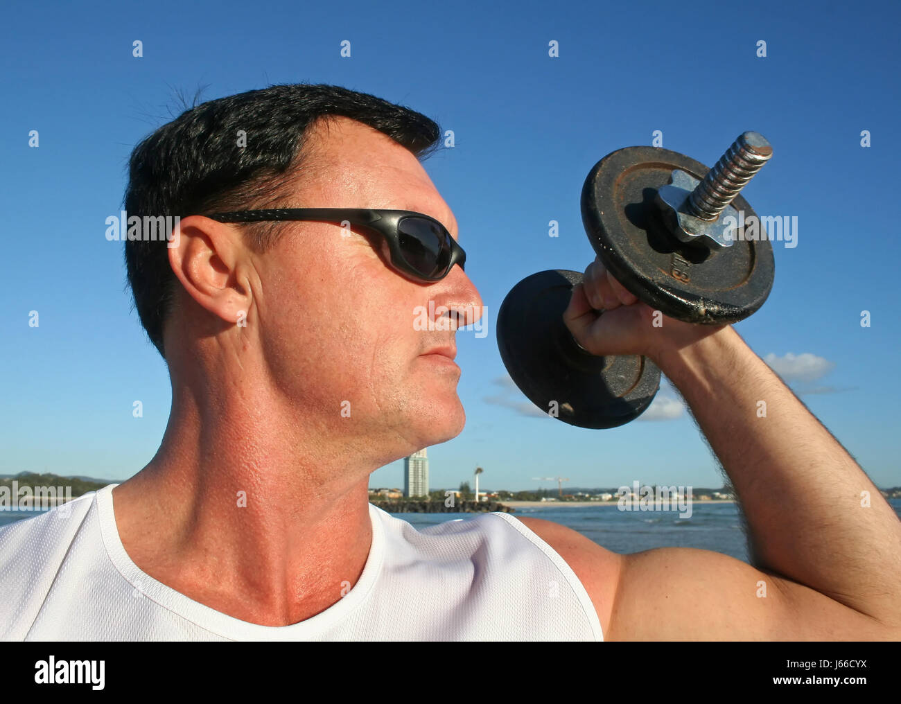 exercise physical weights physically lifting workout exercising man ...