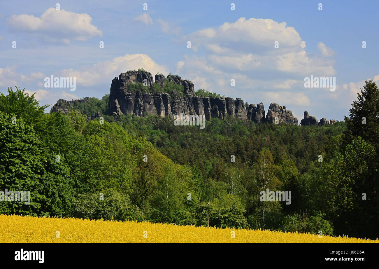rock spring mountain scenery countryside nature forest blue tree trees ...