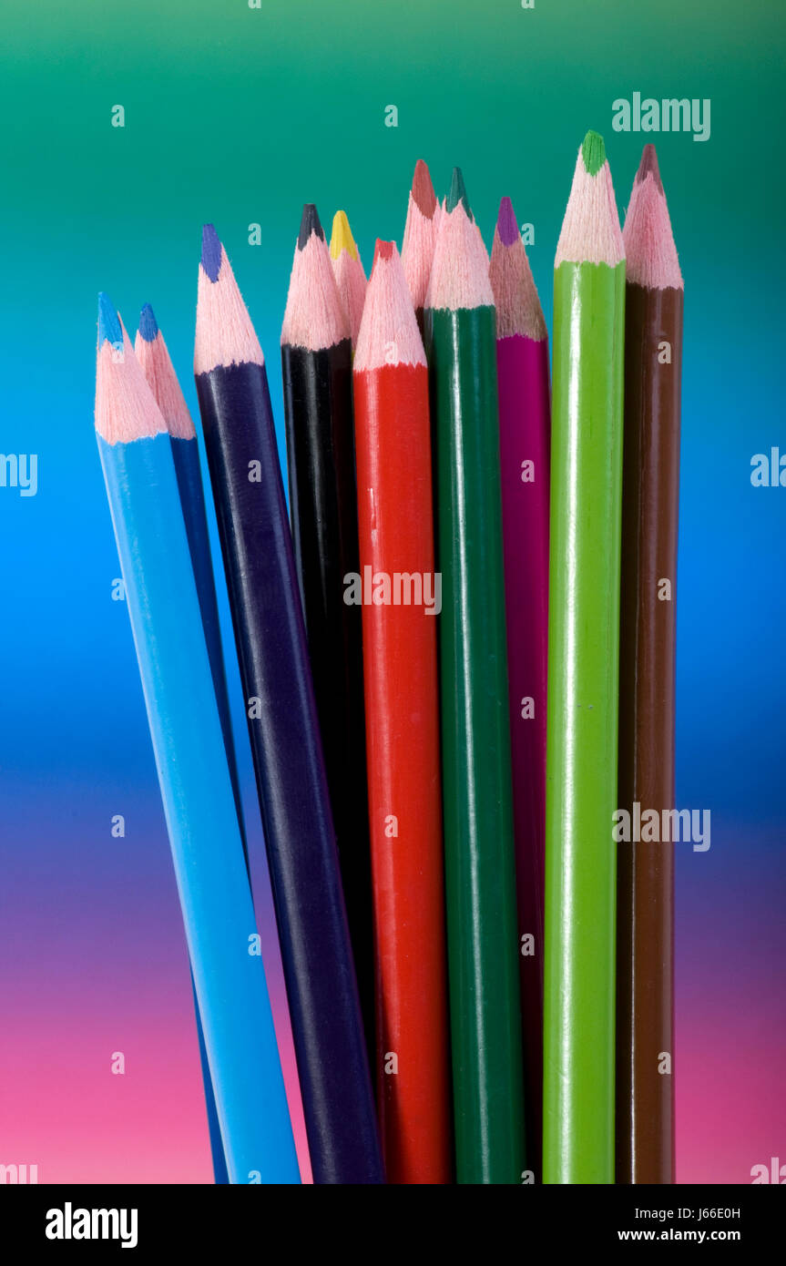 colored pencils against color gradient Stock Photo - Alamy