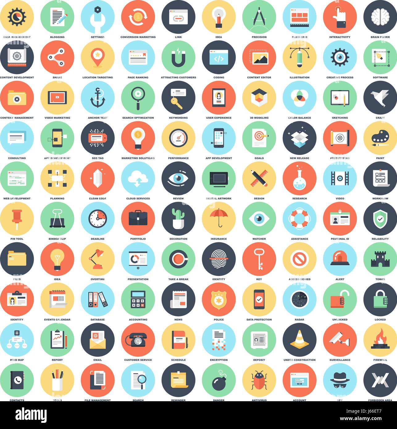 Flat Web Icons Stock Vector Image & Art - Alamy