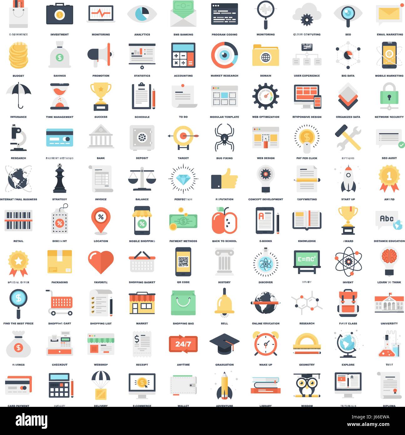 Flat Web Icons Stock Vector Image & Art - Alamy