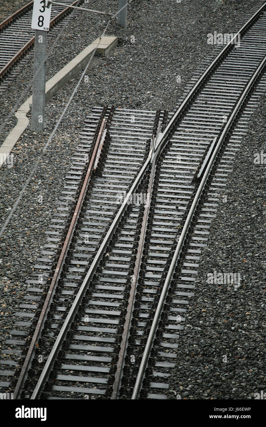 tracks yield railroad embankment railway rails station railway ...