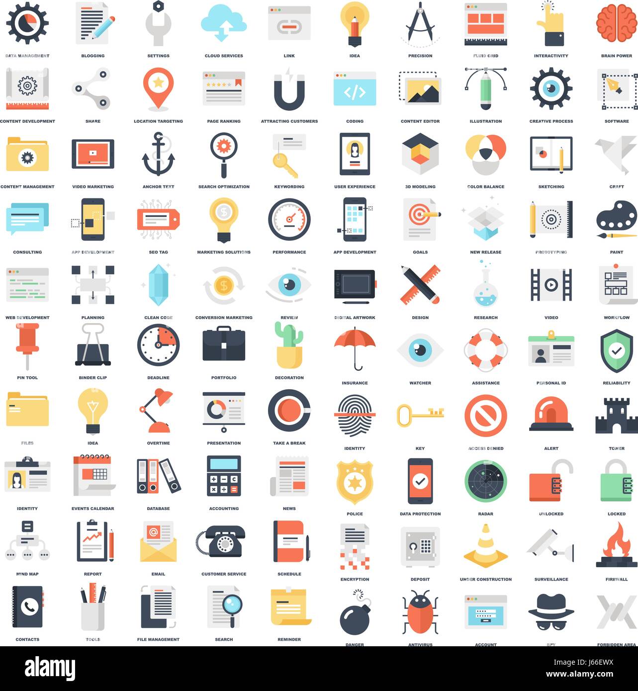 Flat Web Icons Stock Vector Image & Art - Alamy