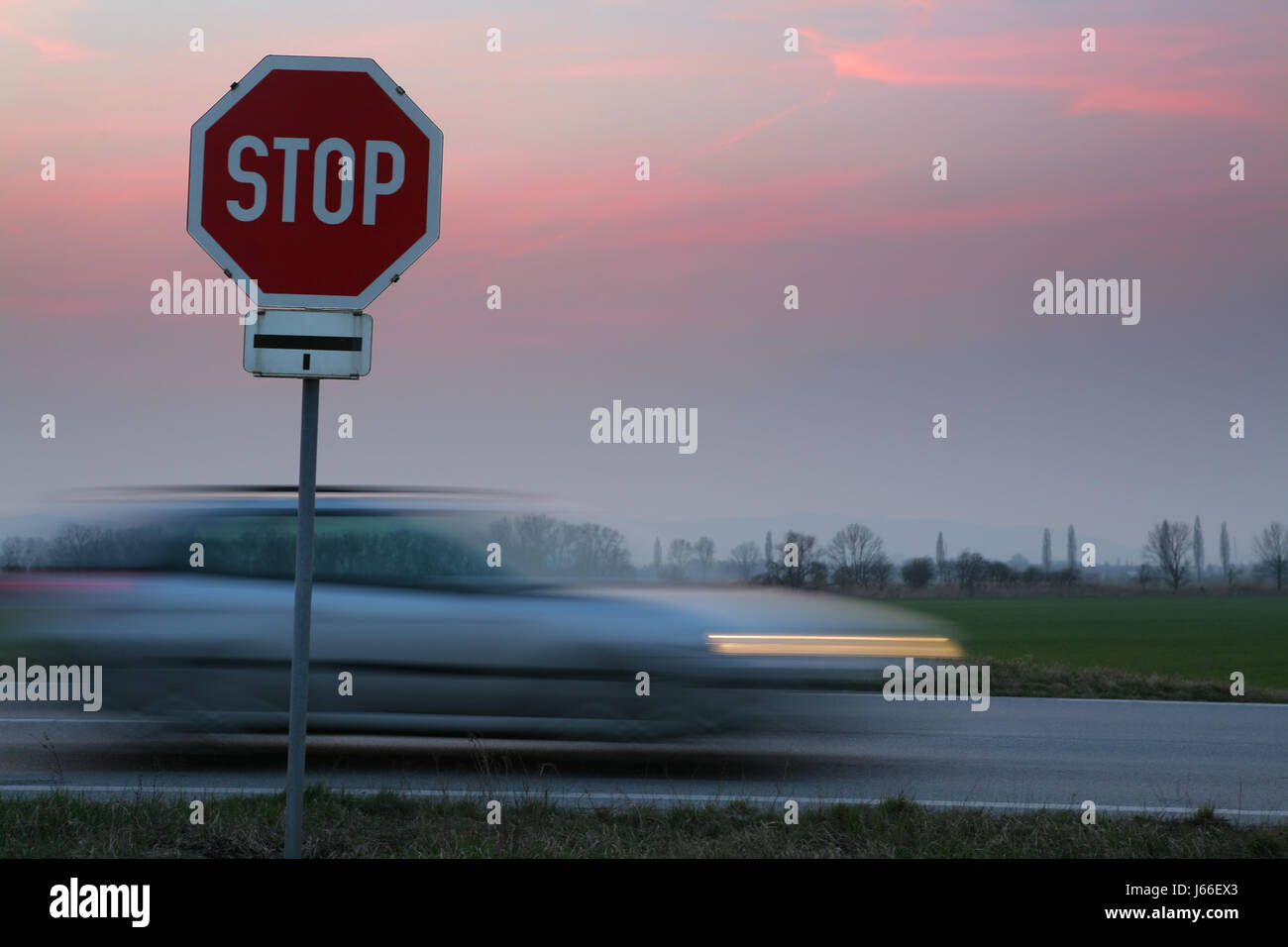 Car and road sign hi-res stock photography and images - Alamy