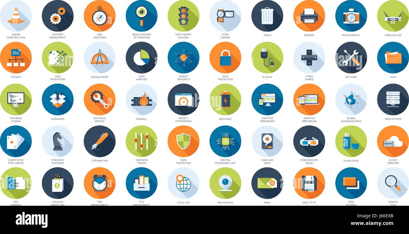 Flat Web Icons Stock Vector Image & Art - Alamy