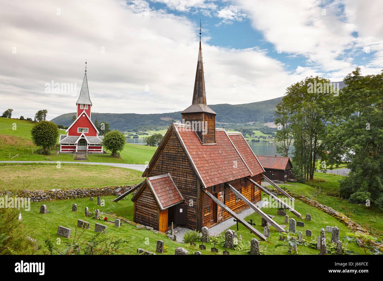 Traditional norwegian stave church. Rodven. Travel Norway. Tourism ...