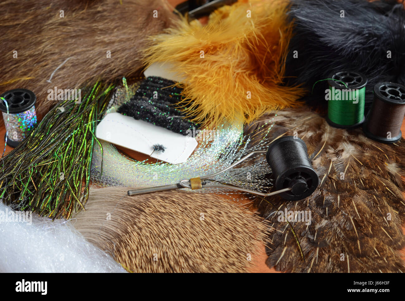Fly tying materials and tools Stock Photo - Alamy