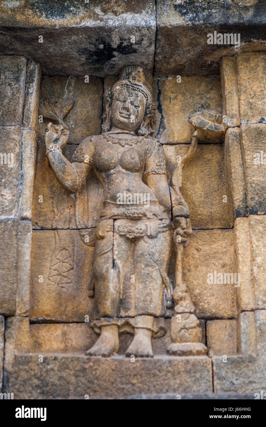 Fragment stone murals at the Borobudur Temple Indonesian island of Java ...