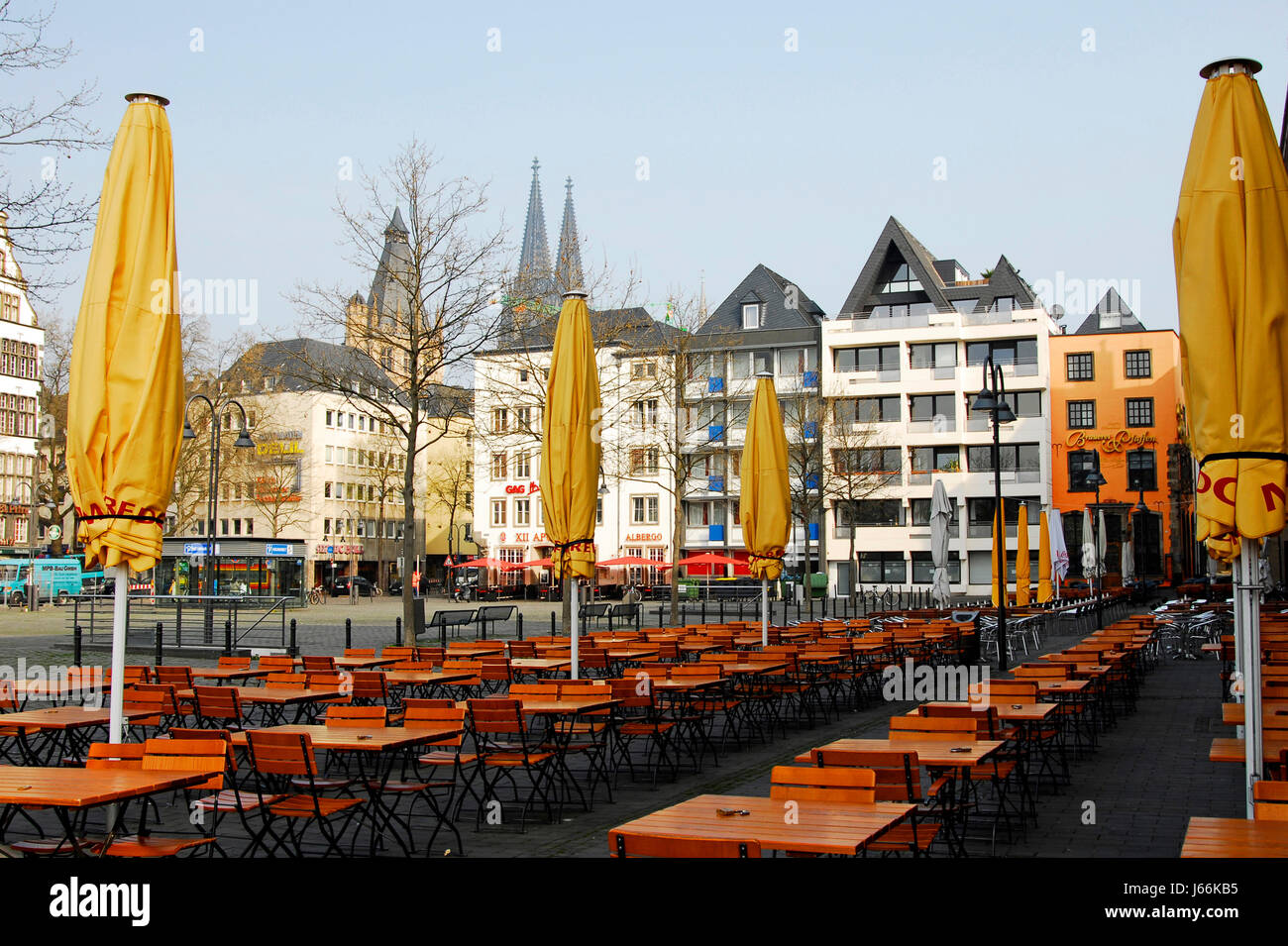 cologne cafe cologne cathedral rhine old town gastronomy benches chairs ...