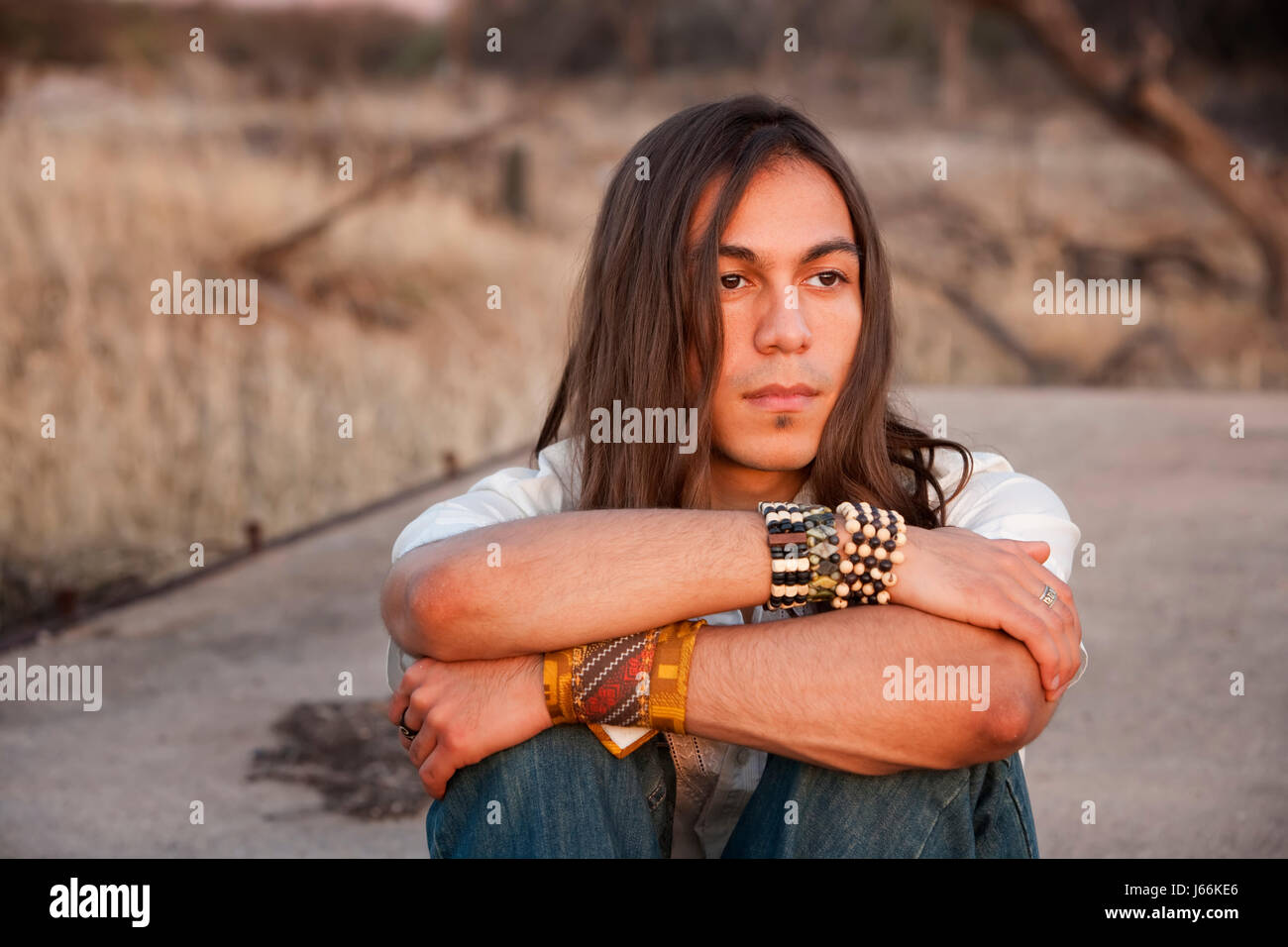 male masculine native handsome thoughtful alone lonely hispanic hair ...