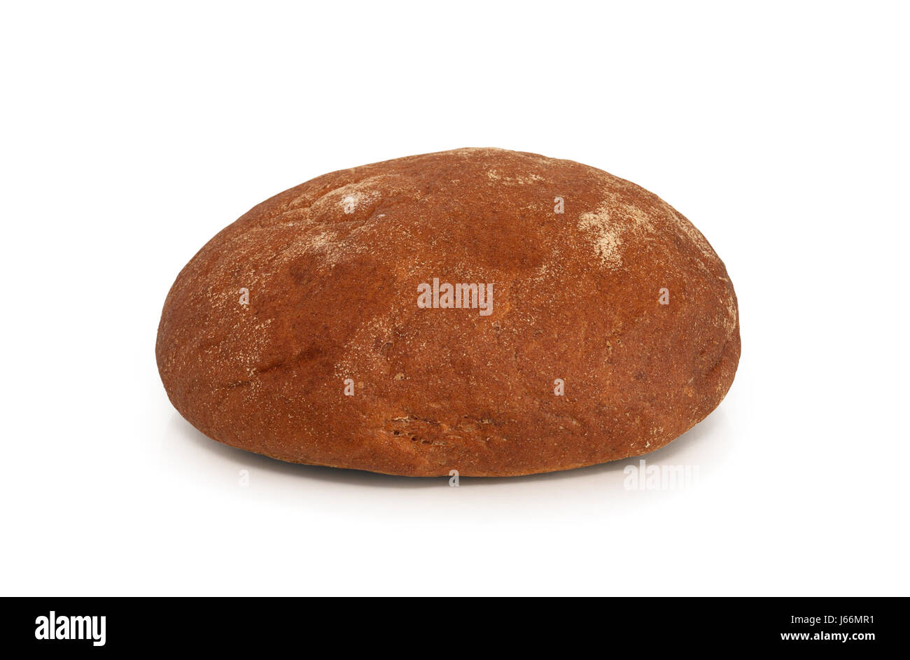 Round rye bread lying on white background. Clipping path is included ...