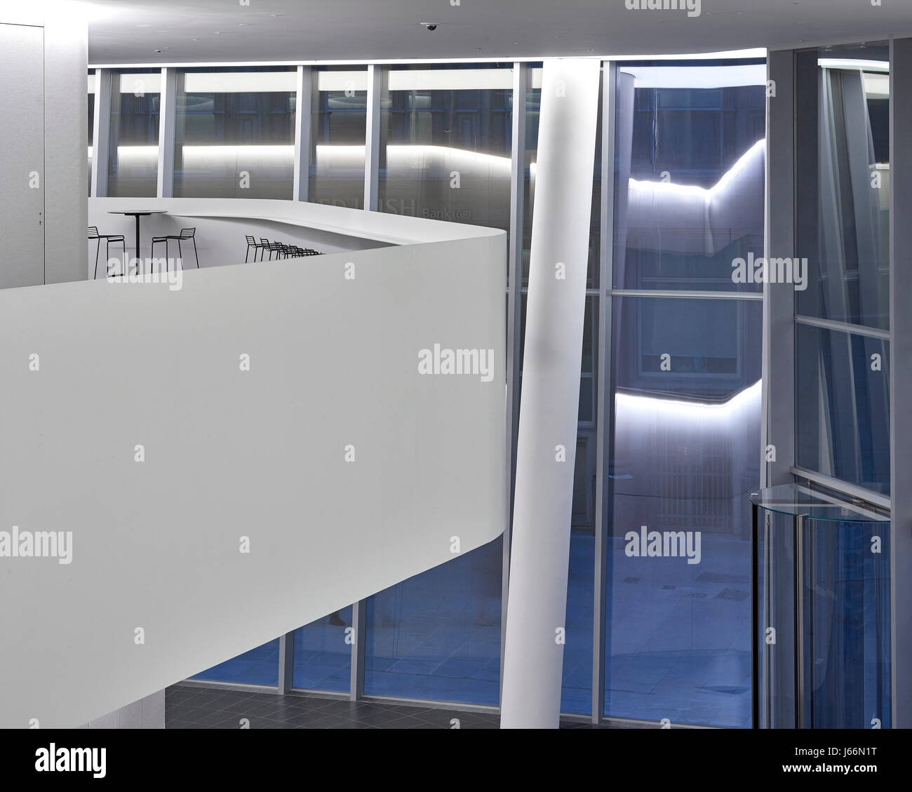 Interior view from upper mezzanine level. Angel Court, London, United ...