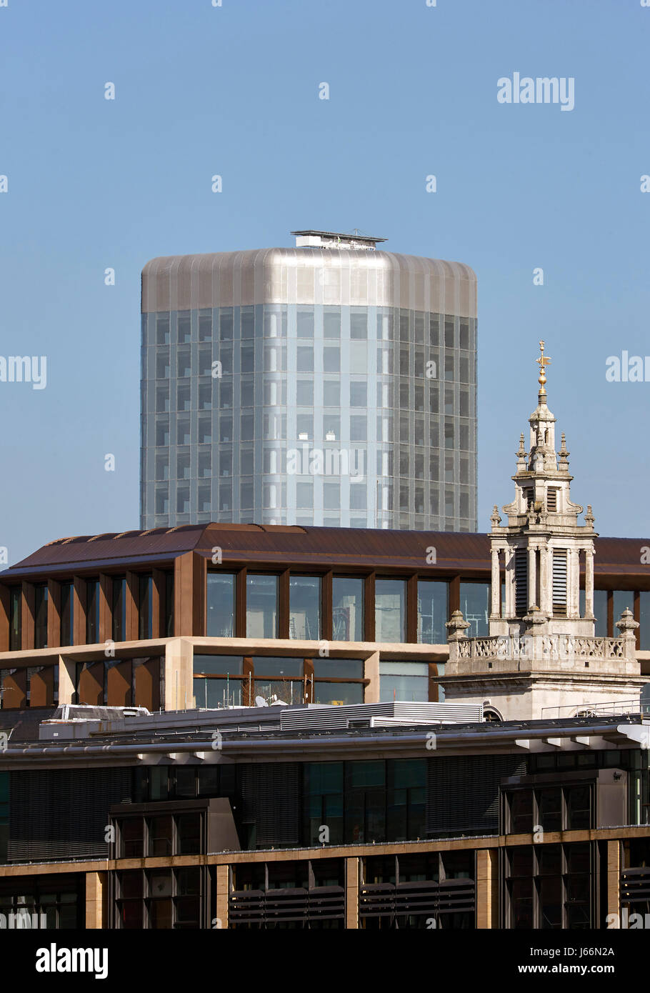 Distant view over city rooftops. Angel Court, London, United Kingdom ...