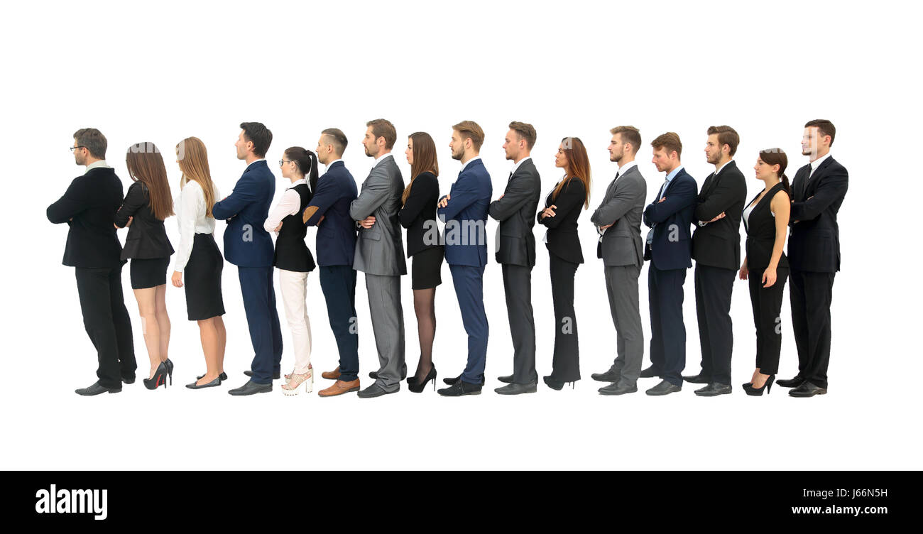 Profile of a business team in a single line against white background ...