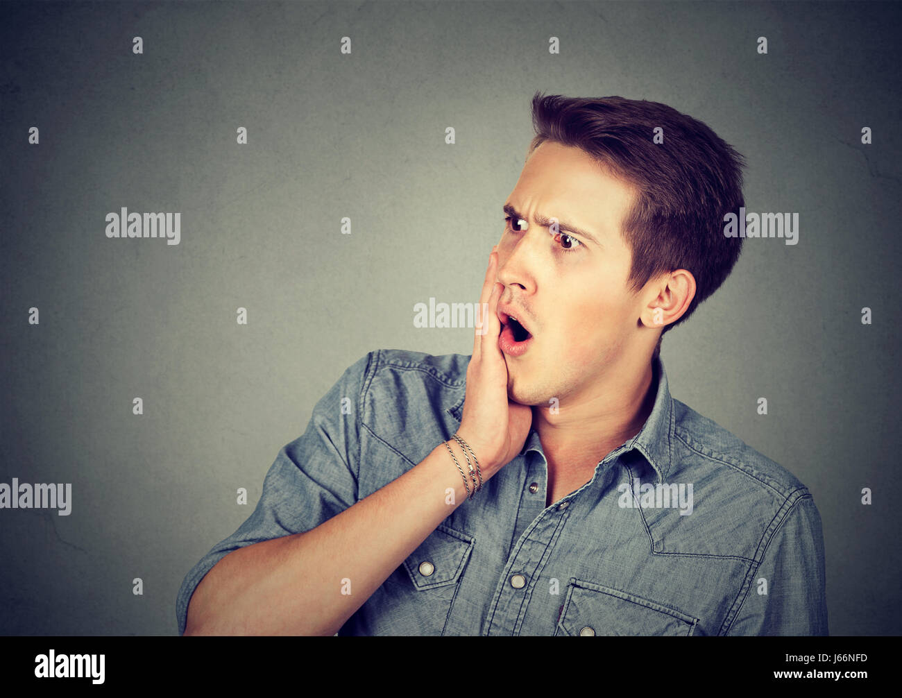 Man mouth open side profile hi-res stock photography and images - Alamy