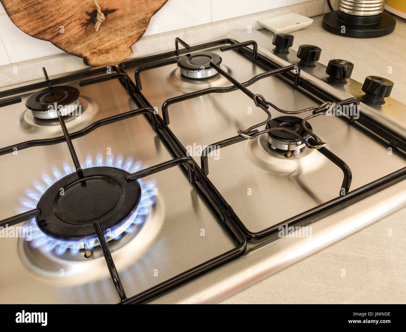 burning kitchen stove Stock Photo - Alamy