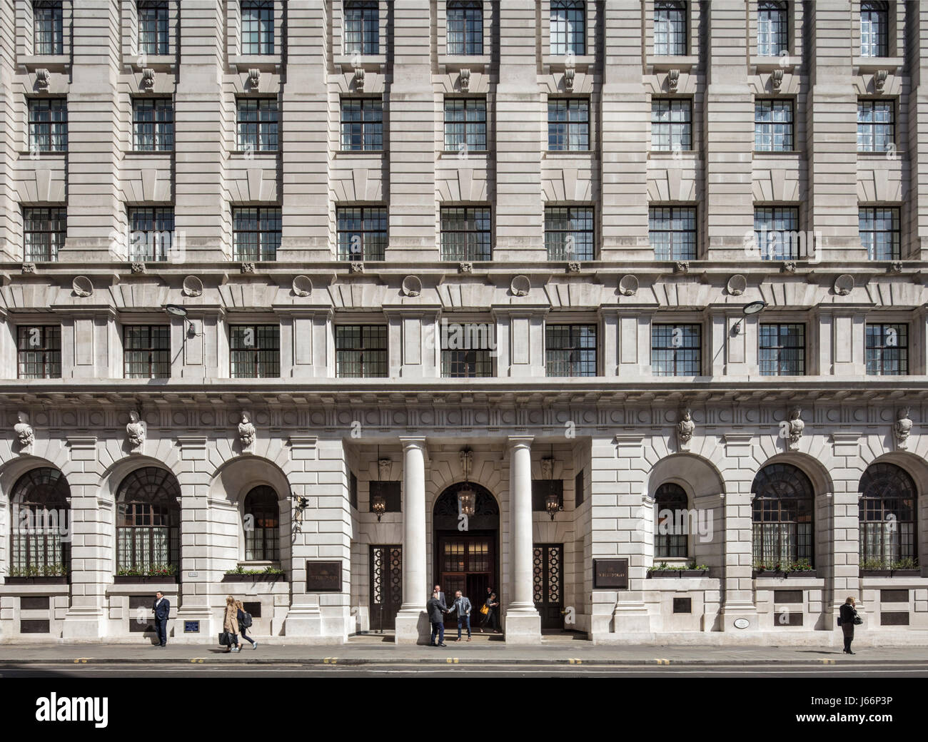 Main façade on Poultry. The Ned Hotel, London, United Kingdom Stock ...