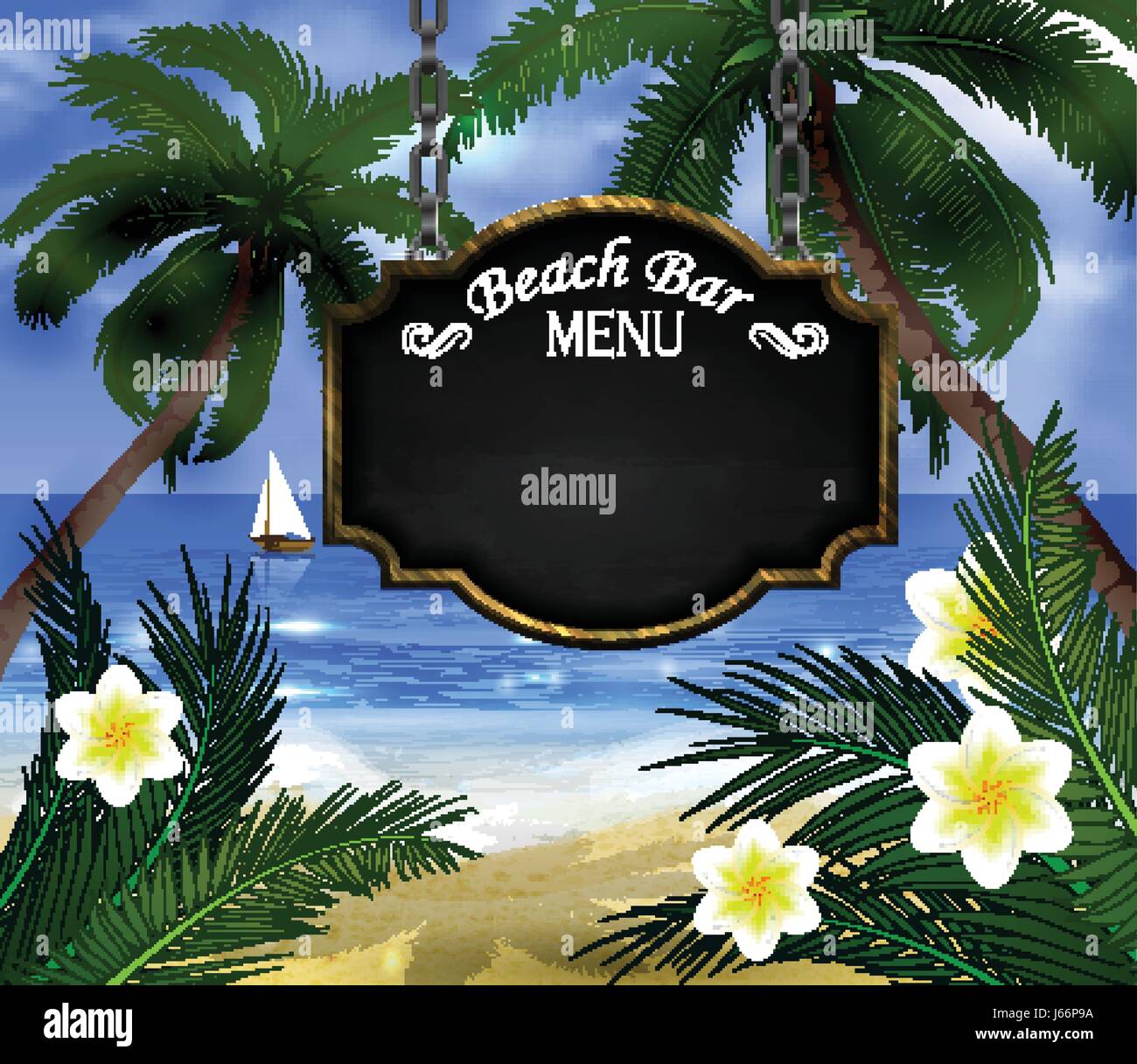 summer wooden sign on tropical beach background Stock Vector Image ...