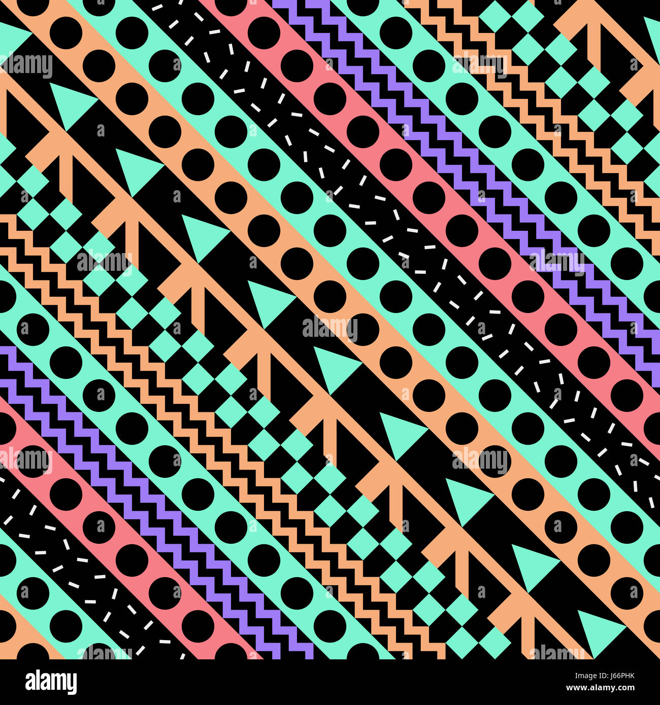 Retro color tribal seamless pattern. Fancy abstract geometric art print ...