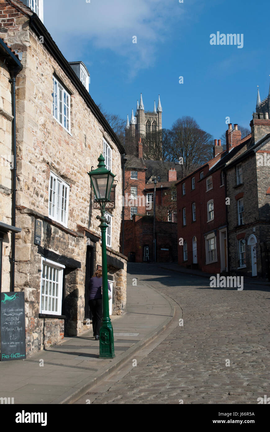 The bottom of Steep Hill in Lincoln Stock Photo - Alamy