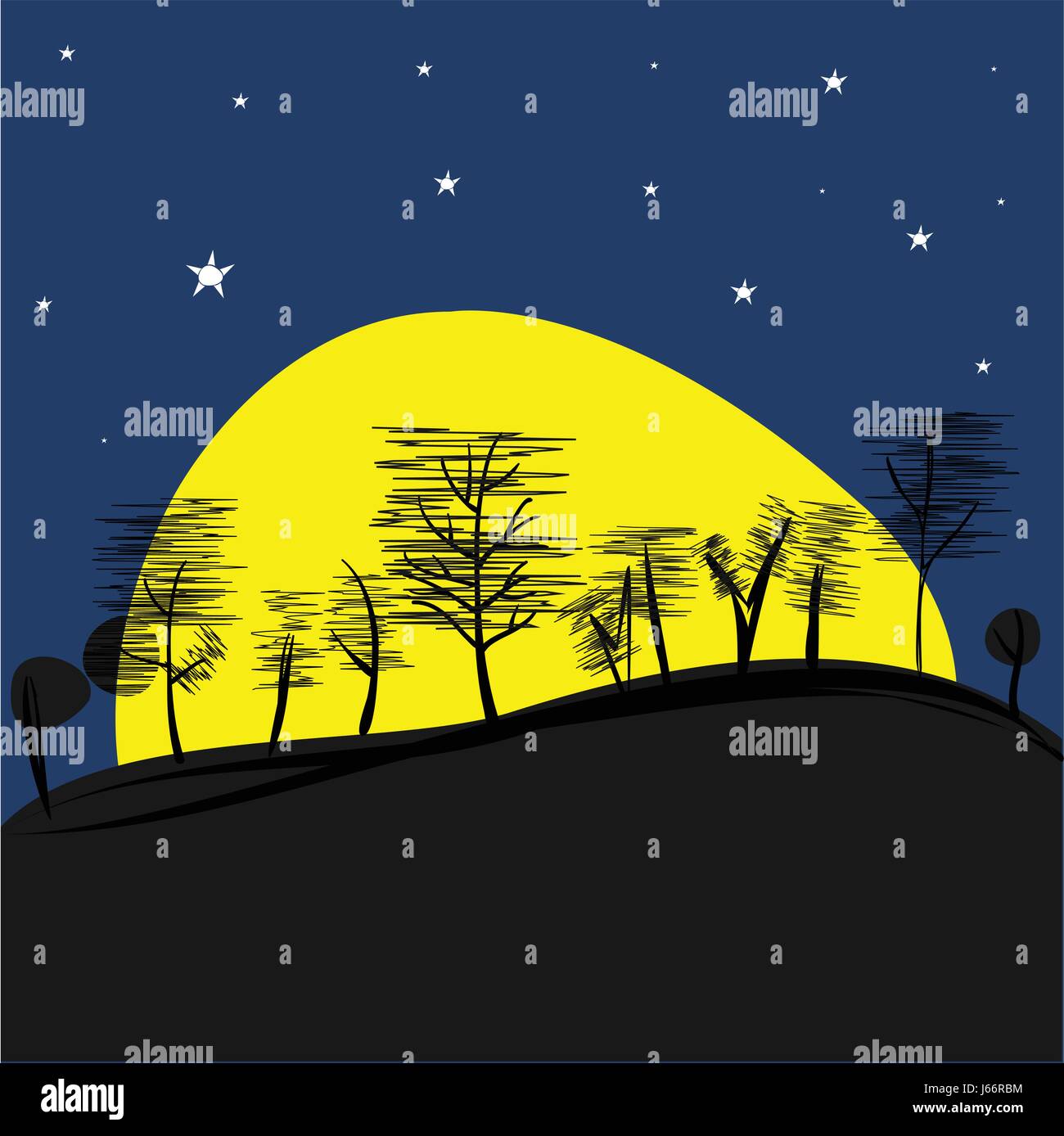 Landscape with Supermoon Stock Vector Image & Art - Alamy