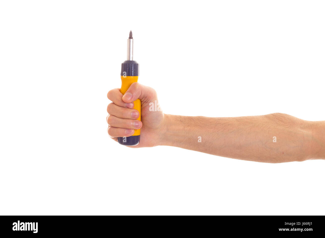 Man holding a screwdriver Stock Photo - Alamy