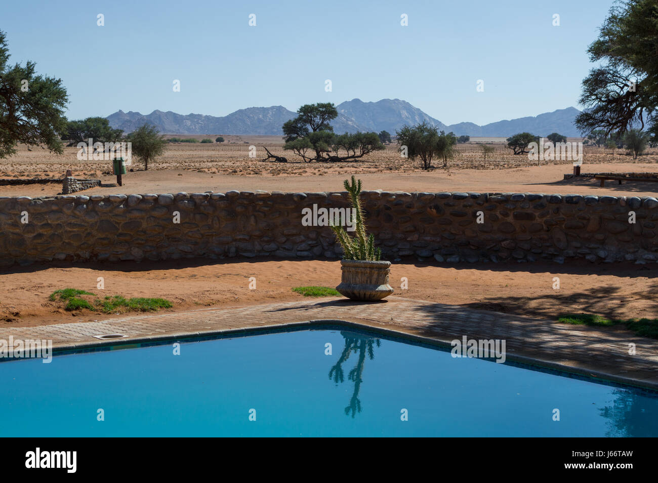Swimming Pool and Desert Landscape with Mountains, Sossusvlei, Namibia ...