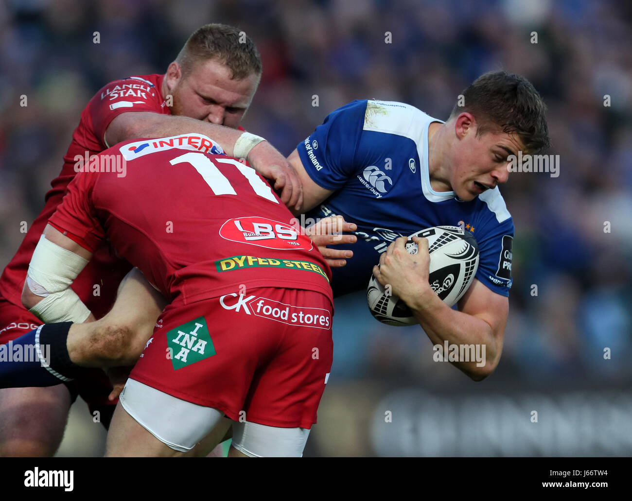 Scarlets' Steffan Evans is sent off for his part in this tackle on ...