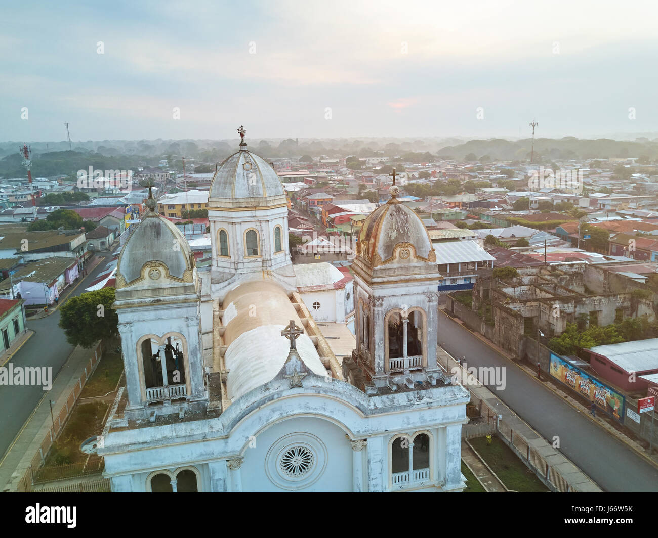 Catholic cathedral in Diriamba aerial view. Tourist place in Nicaragua ...