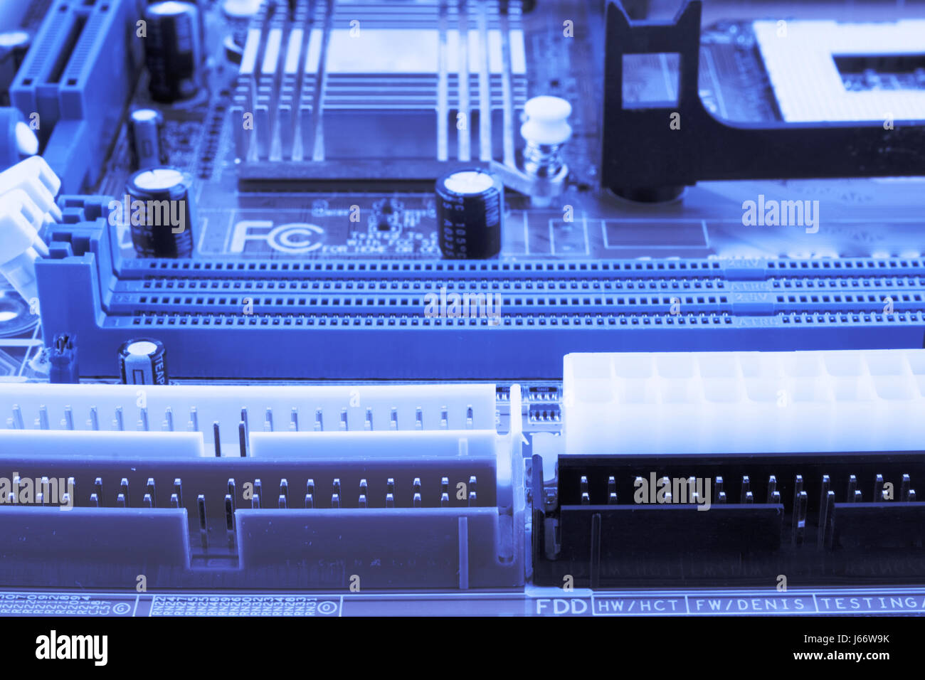 Integrated semiconductor microchip microprocessor on blue circuit board ...