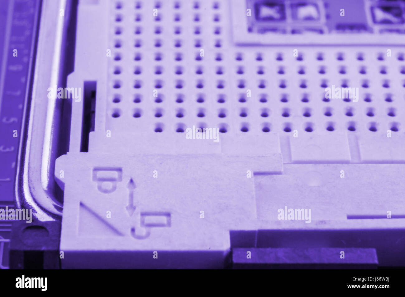 CPU socket on a computer motherboard macro close Stock Photo - Alamy