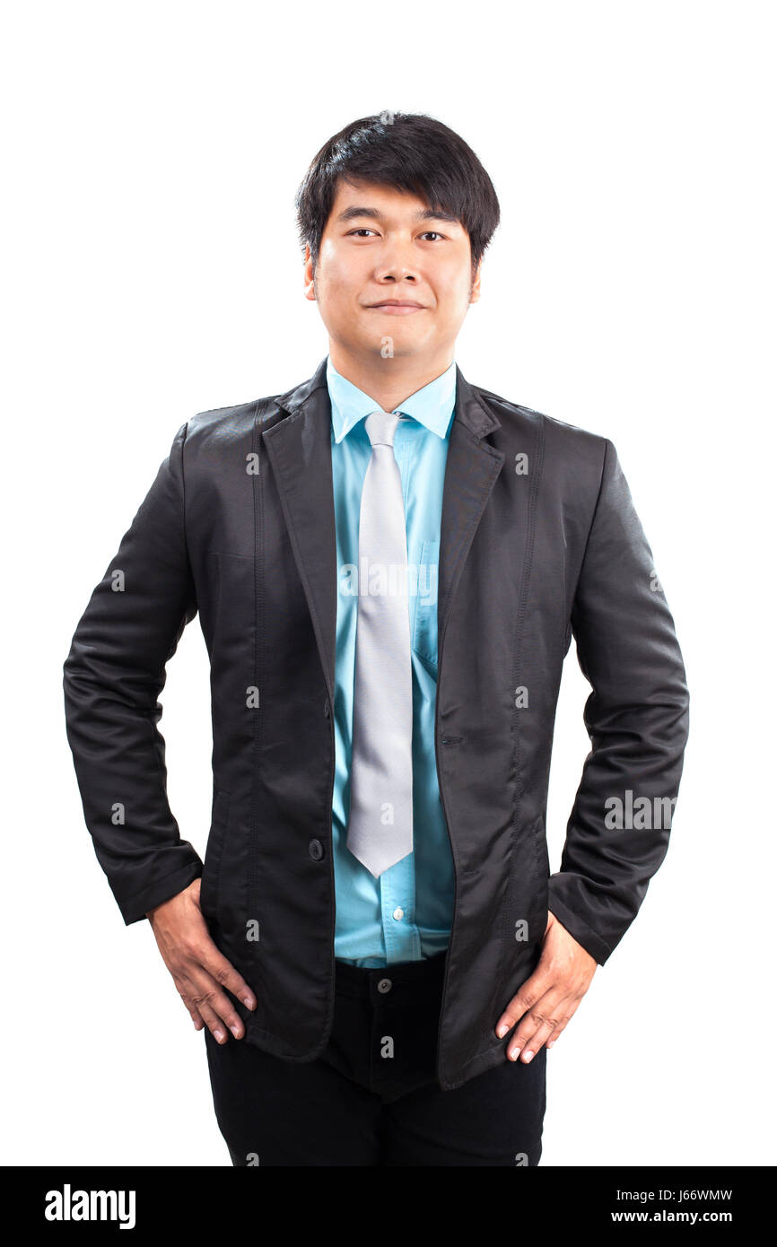 portrait of younger asian man wearing western suit standing and looking ...