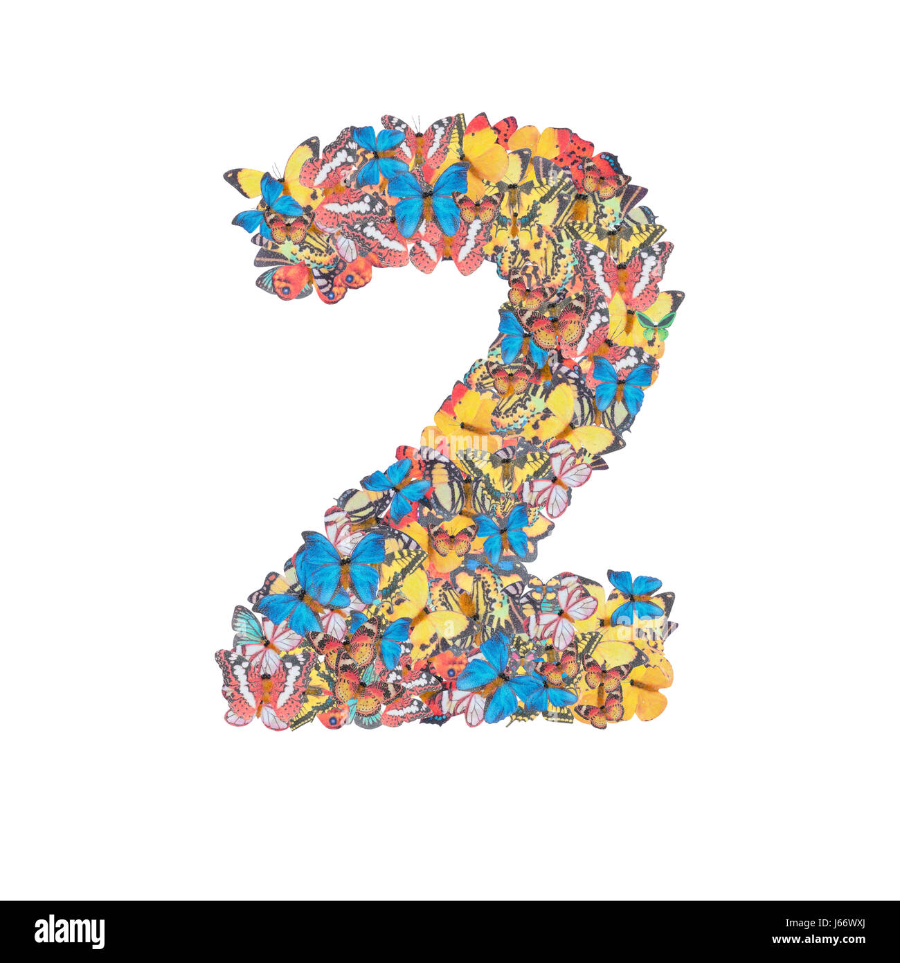 Number 2 made from butterfly isolated on white background Stock Photo ...