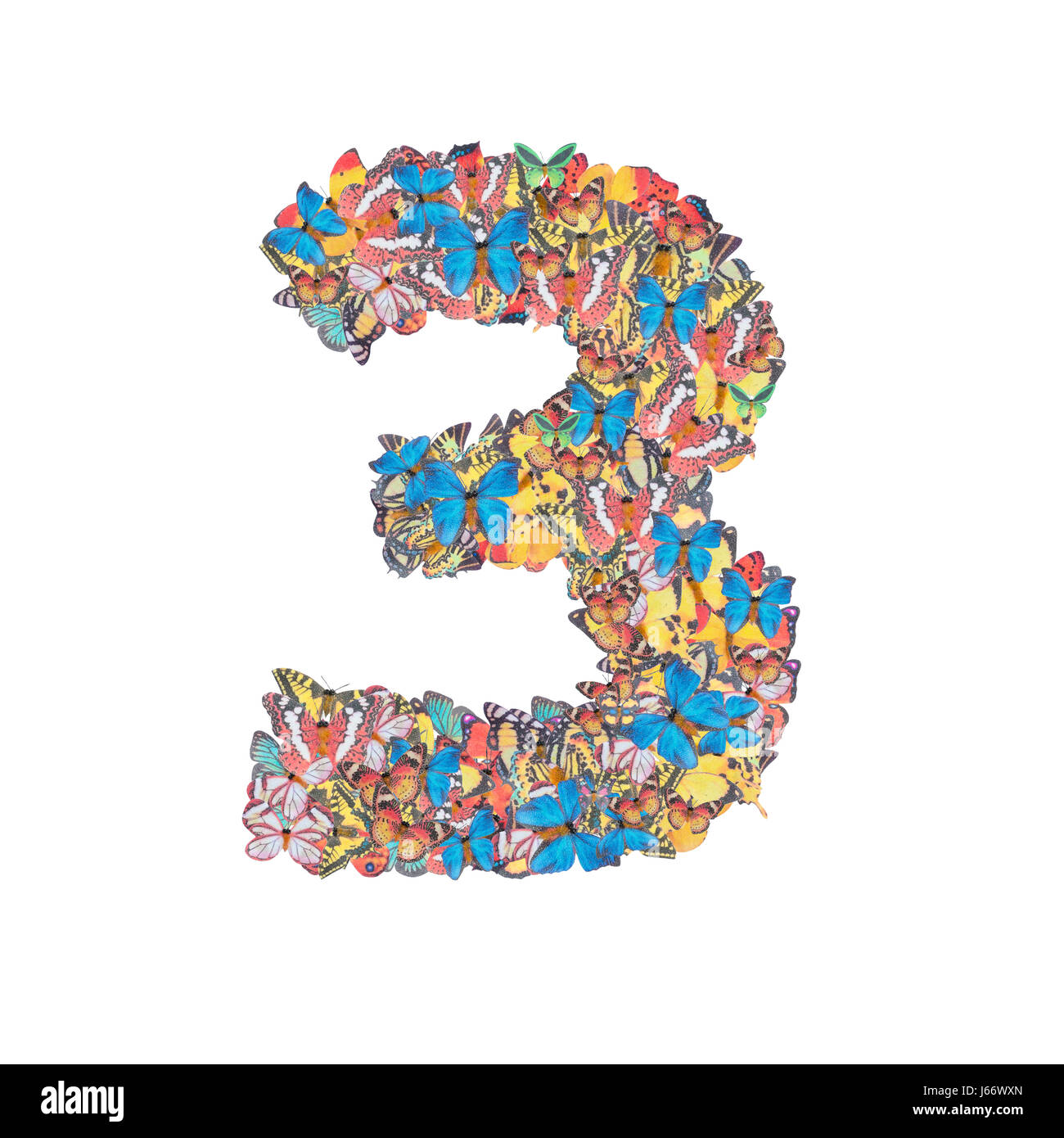 Number 3 made from butterfly isolated on white background Stock Photo ...