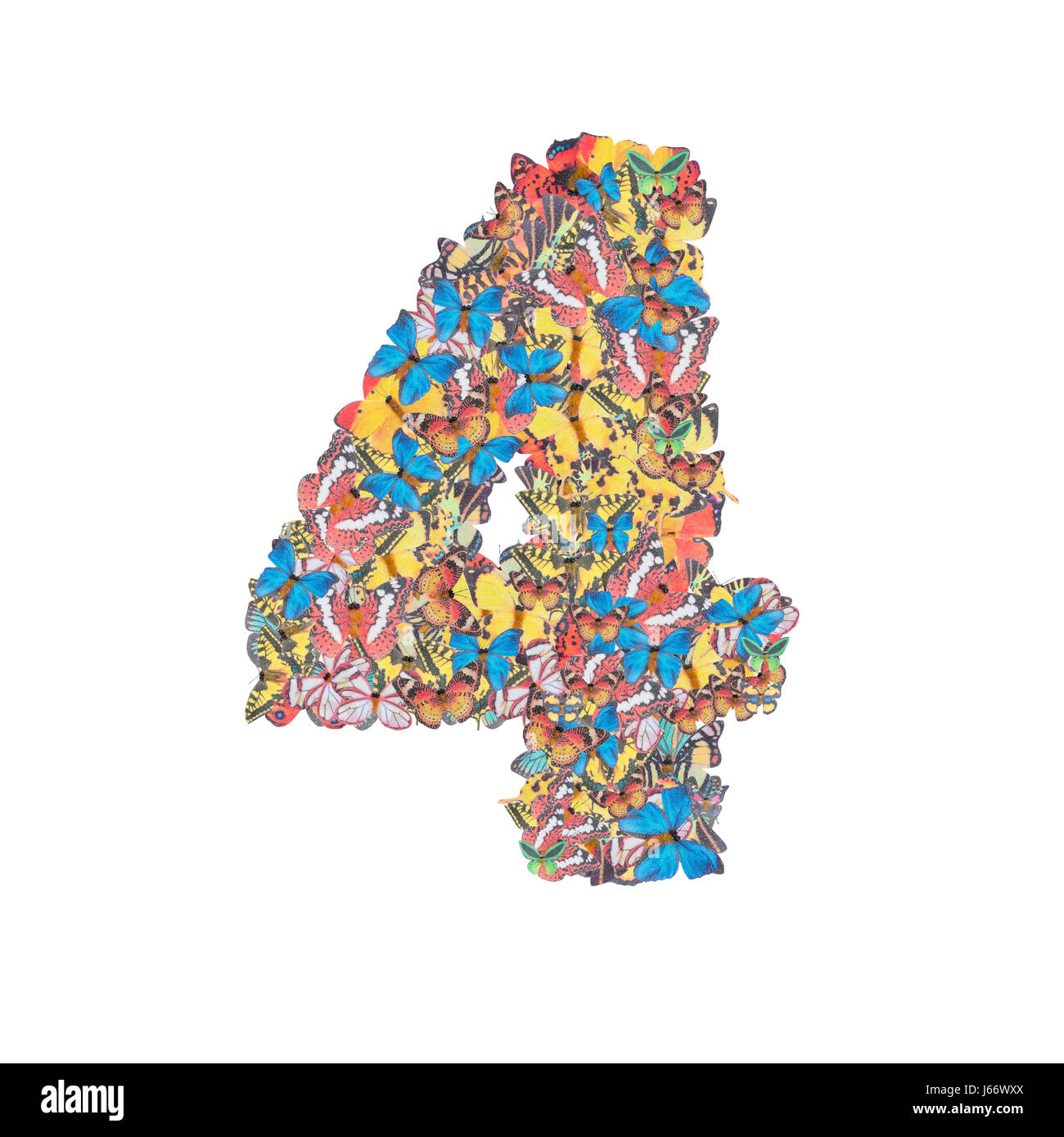 Number 4 made from butterfly isolated on white background Stock Photo ...