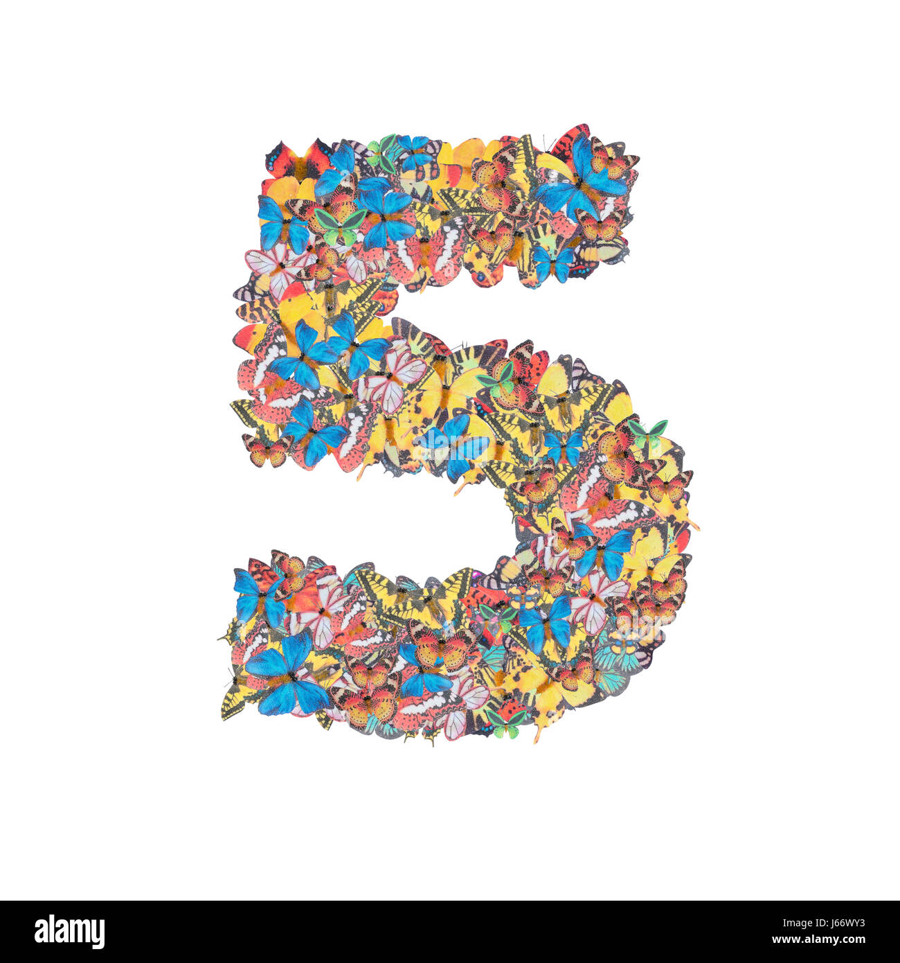 Number 5 made from butterfly isolated on white background Stock Photo ...