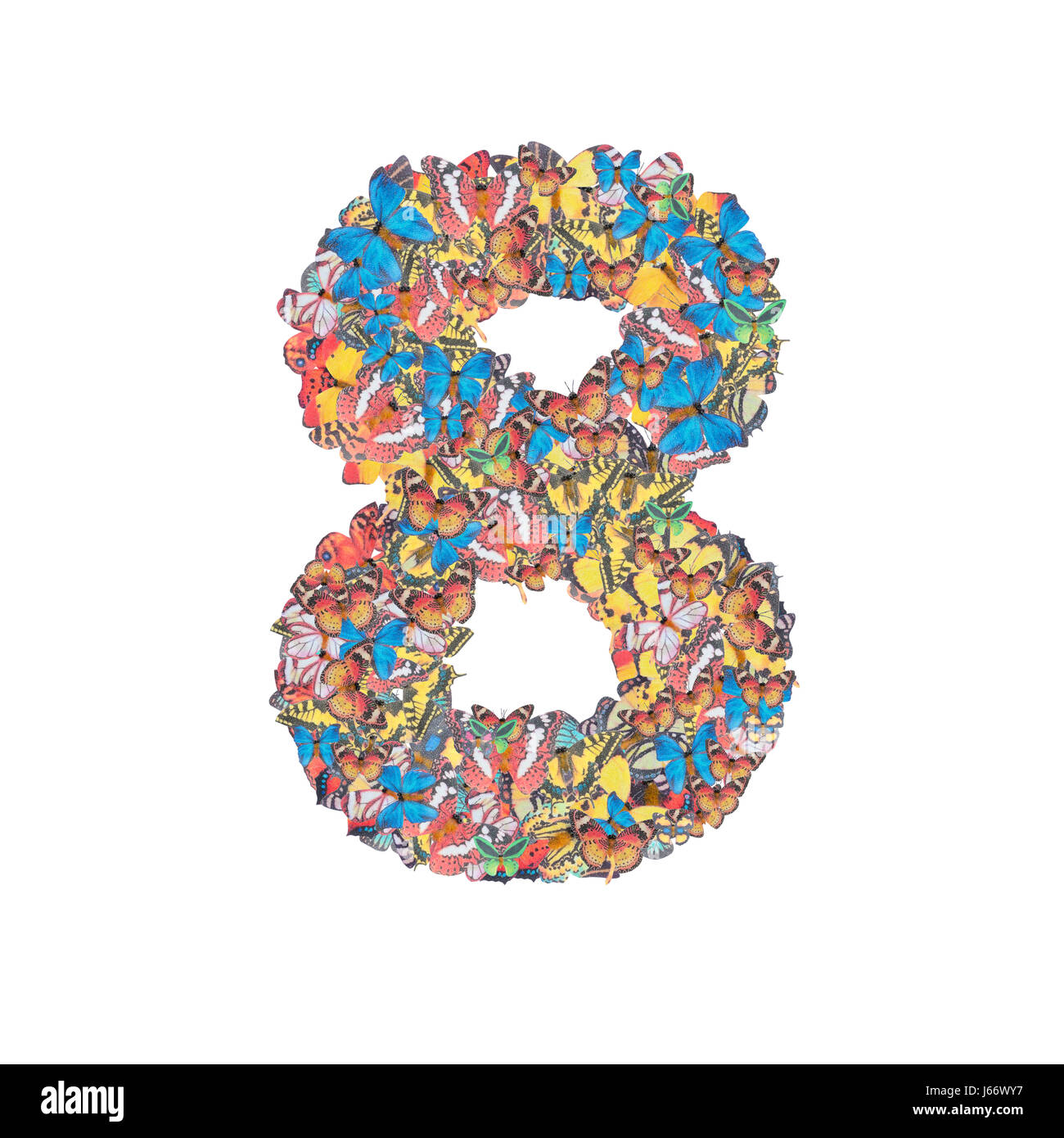 Number 8 made from butterfly isolated on white background Stock Photo ...