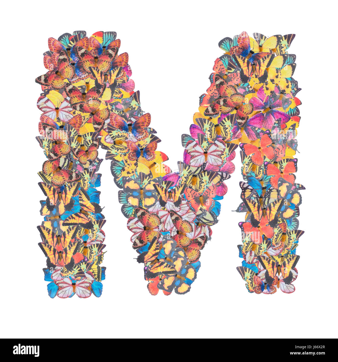 Letter M alphabet with butterfly ABC concept type as logo isolated on ...