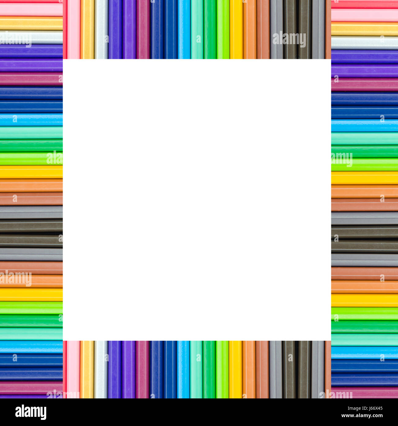 color pencils frame isolated on white background Stock Photo - Alamy