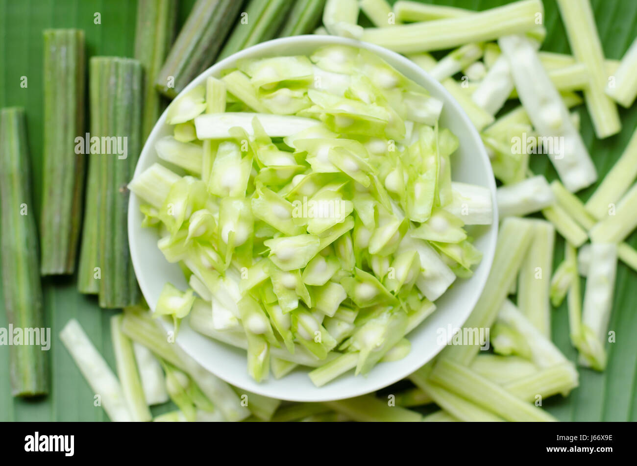 Moringa (Moringa oleifera Lam) slice on banana leaves Stock Photo - Alamy