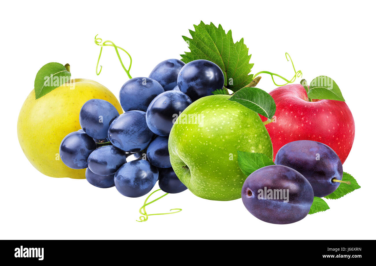 apples,grapes and plum isolated on white background Stock Photo - Alamy