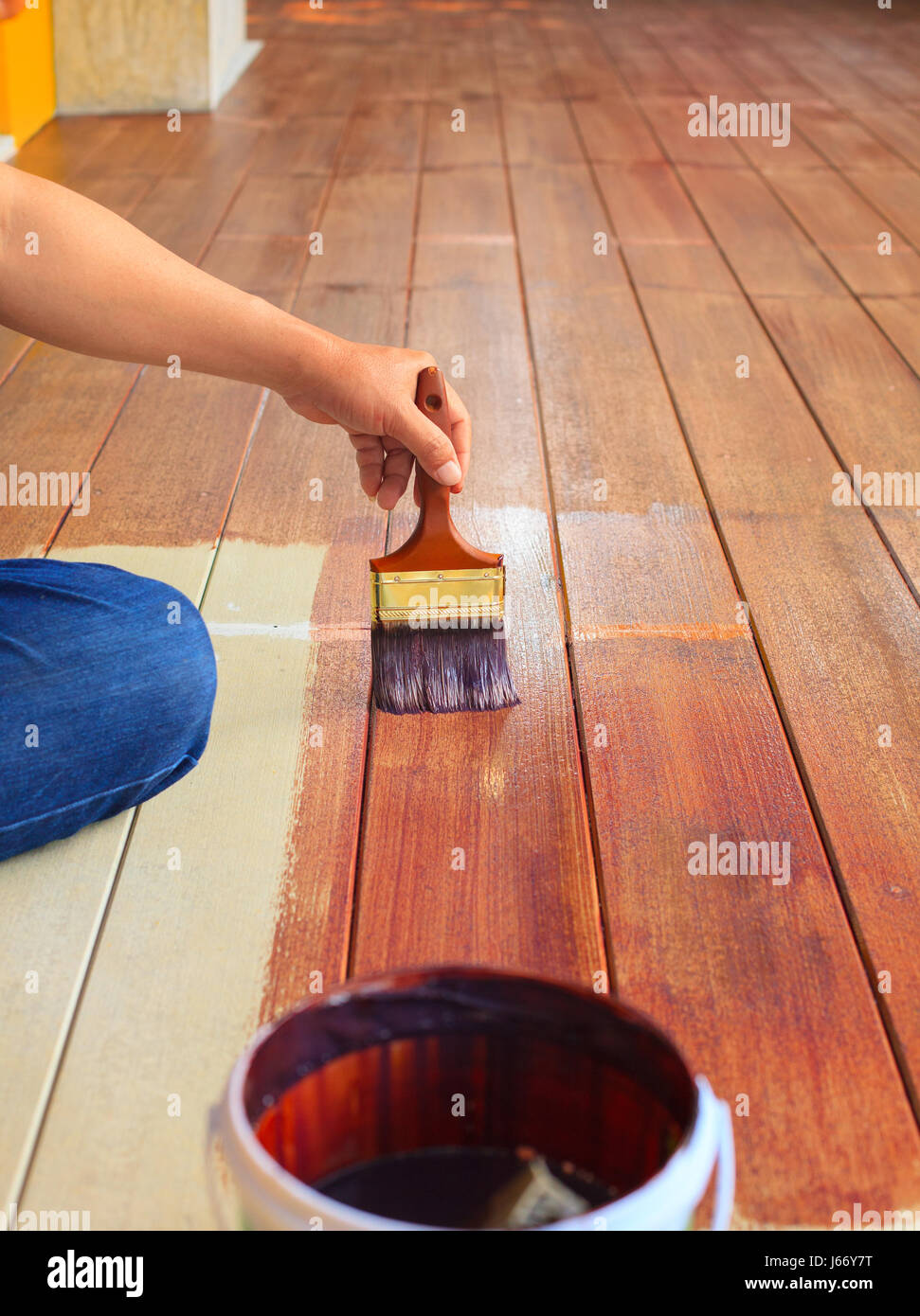hand painting oil color on wood floor use for home decorated ,house ...
