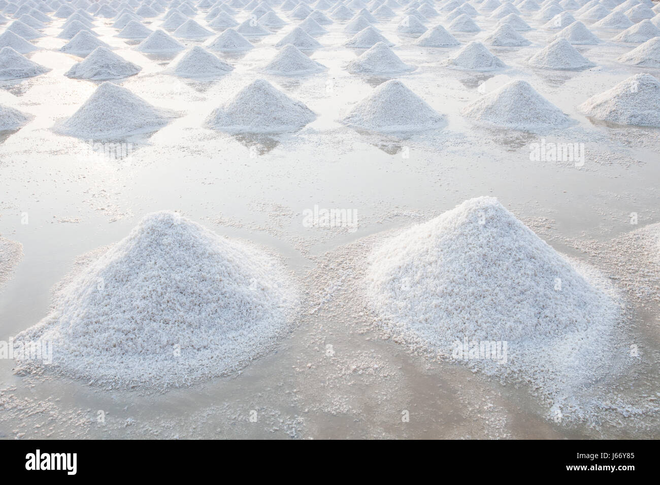 Heap of sea salt in original salt produce farm make from natural ocean ...